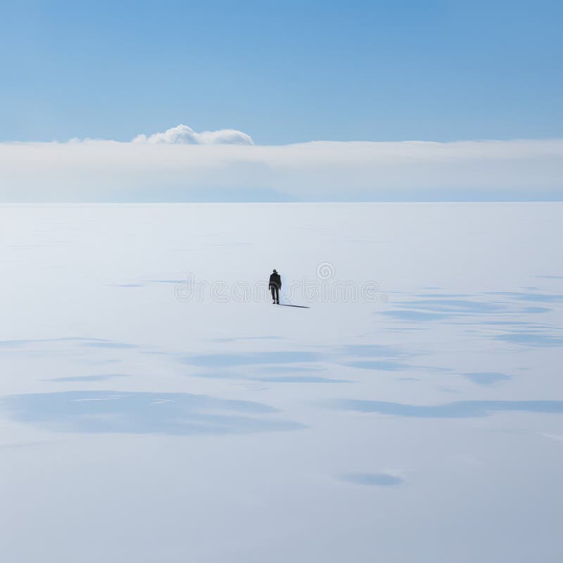 A Lone Figure Standing in the Middle of the Ocean Stock Illustration ...