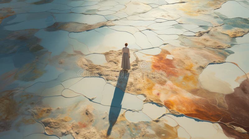 A Lone Figure Standing in the Vastness of the Desert Stock Image ...