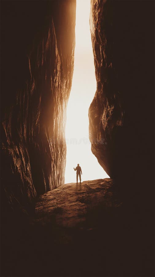 A Lone Figure Stands at the Precipice of an Endless Abyss Stock ...