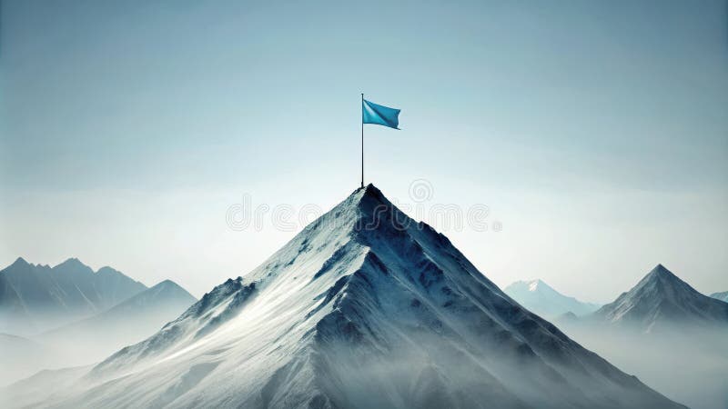 A Lone Flag on a Snow-capped Peak, Symbolizing Achievement and the ...