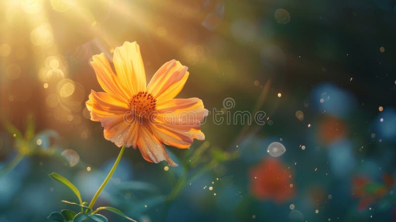 A Lone Flower Blooms in a Ray of Sunlight Embodying the Correlation ...