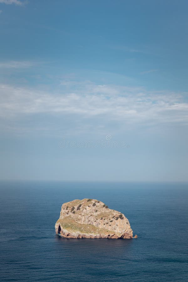Lone Giant Rock in the Middle of the Ocean Stock Photo - Image of drone ...