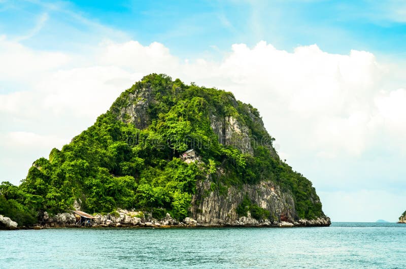 Lone Island At The Horizon Of The Sea Stock Photo - Image of island ...