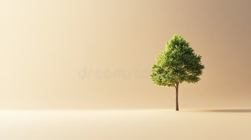 A Lone Green Tree Stands Out Against a Neutral Backdrop, Representing ...