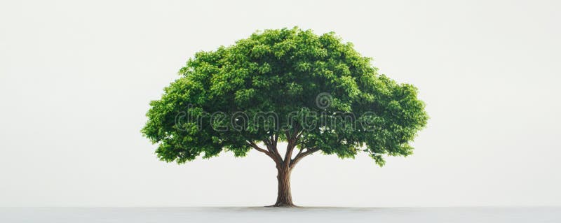 Lone Green Tree on a White Background Stock Photo - Image of leafy ...