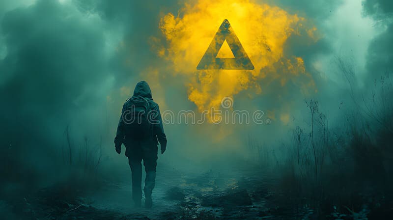 Lone Hiker, Misty Forest, Triangle Symbol, Apocalyptic Background ...