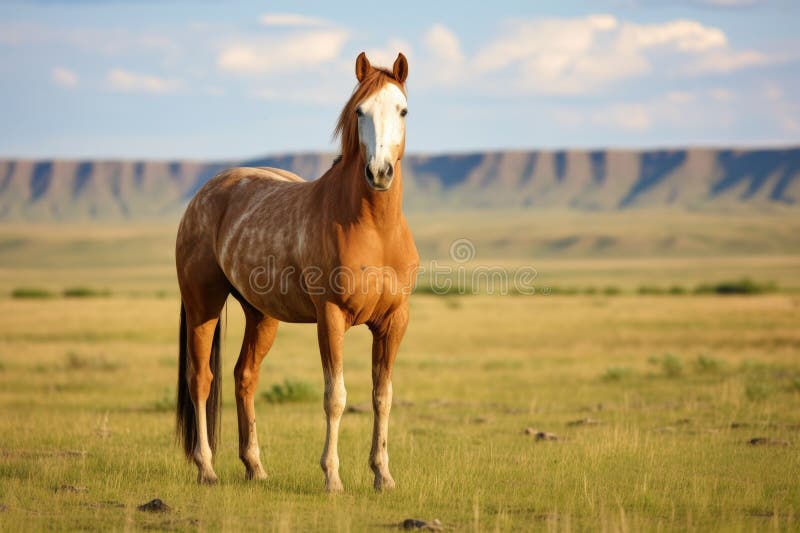 A Lone Horse Standing in an Empty Pasture Stock Photo - Image of rural ...
