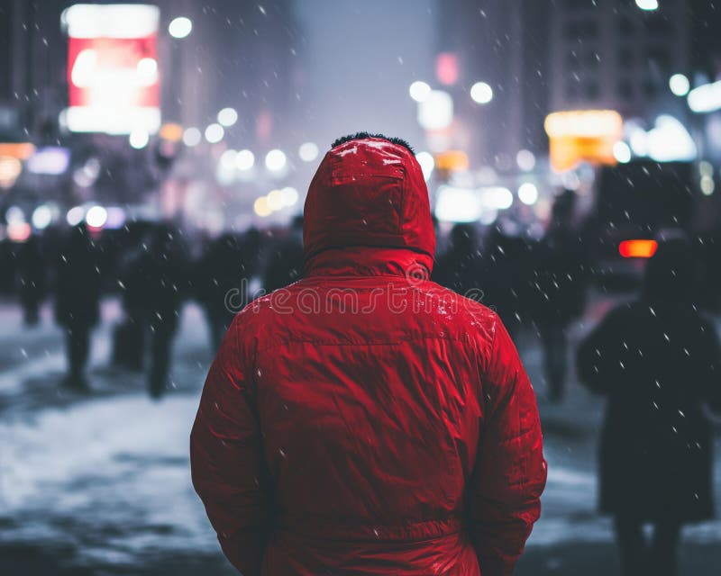 A Lone Individual in a Busy Urban Crowd, Feeling Disconnected and ...