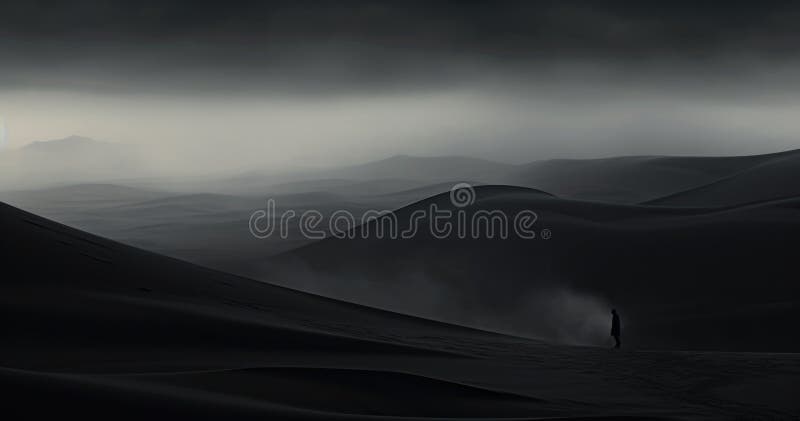 A Lone Man Stands in the Middle of a Desert, AI Stock Image - Image of ...