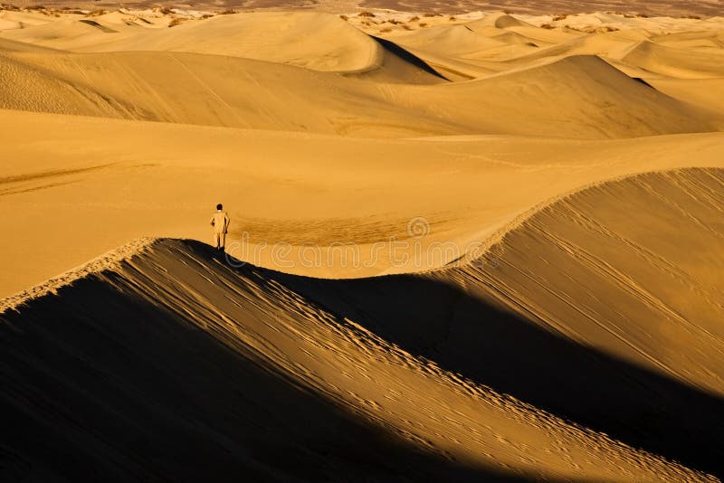 Lone Man in Suit Standing on Sand Dunes Stock Image - Image of dunes ...