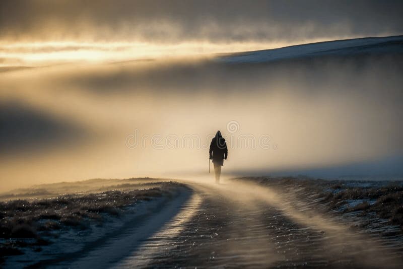 Man alone in wilderness stock image. Image of sunlight - 268783923