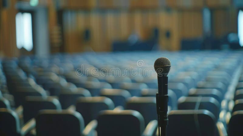 A Lone Microphone in an Empty Auditorium. Suitable for Various Creative ...