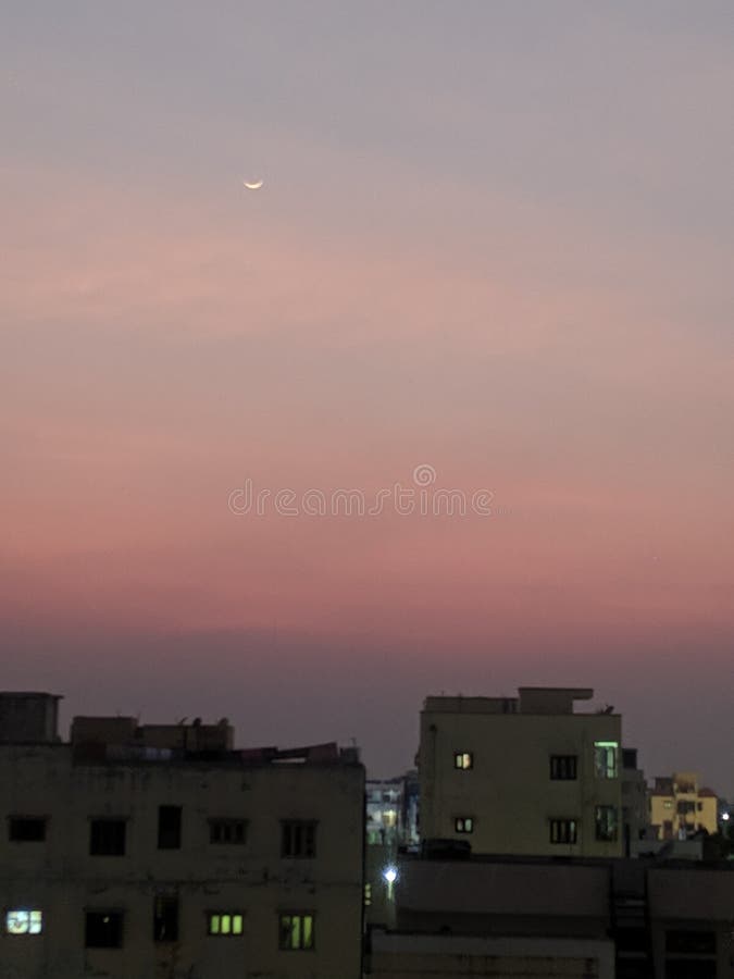 The Lone Moon stock image. Image of infiniteclods, nature - 256313487