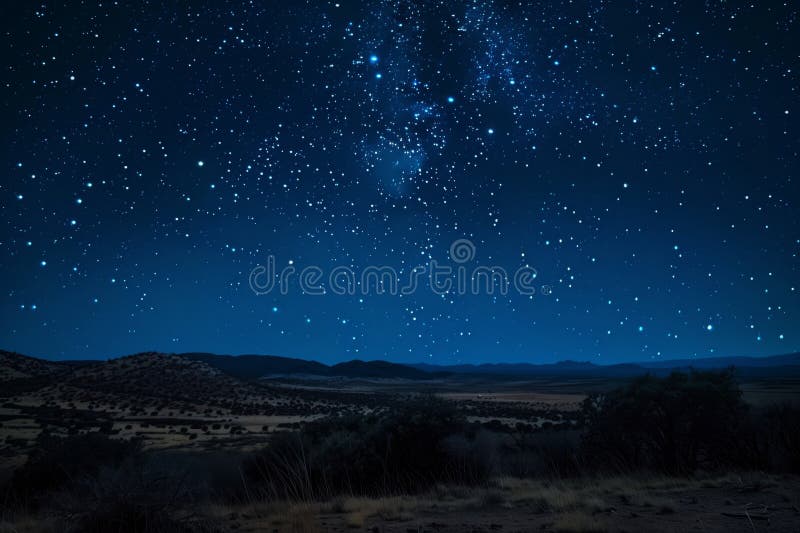 Stargazer in Vast Desert Night, AI Generated Stock Illustration ...