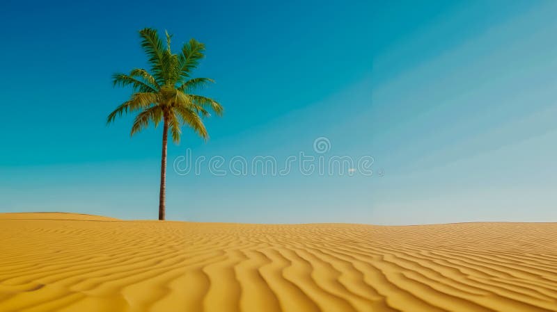 A Lone Palm Tree in the Middle of a Desert Stock Photo - Image of ...