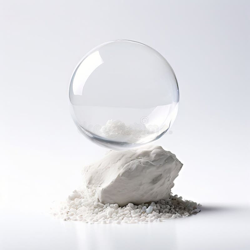 A Lone Pebble Perched on a White Surfac a Single Bubble of Soa Stock ...