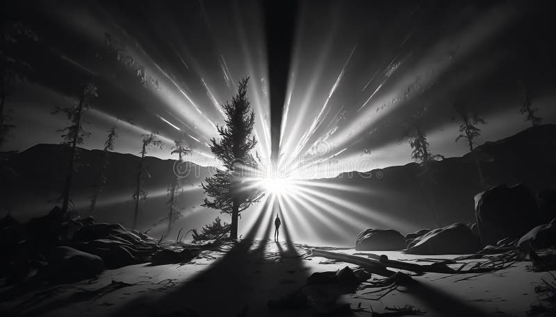 Sunrise Rays of Light on Mountains and Dramatic Sky Stock Photo - Image ...