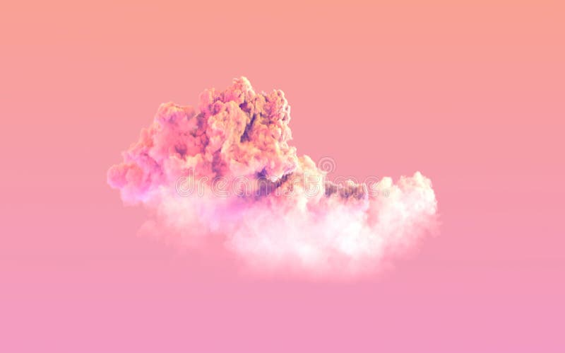 Alone Pink Sunset Huge Cloud . Design Nature 3D Illustration Stock ...