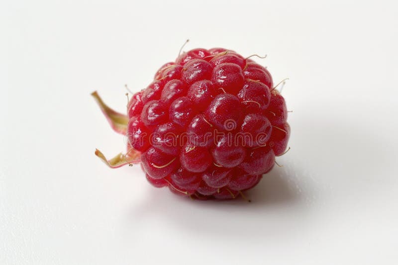 A Lone Raspberry Sits on a White Surface Stock Photo - Image of ...