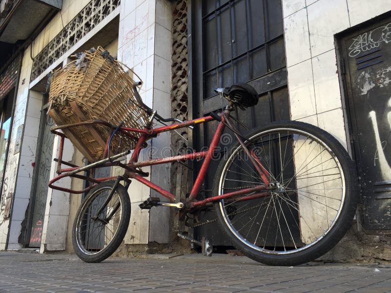 Lone Red Delivery Bicycle editorial photo. Image of lone - 54150086