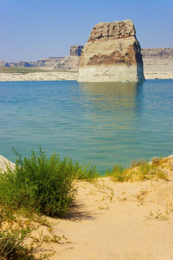 Lone Rock in Lake Powell, Page, Arizona Stock Photo - Image of canyon ...