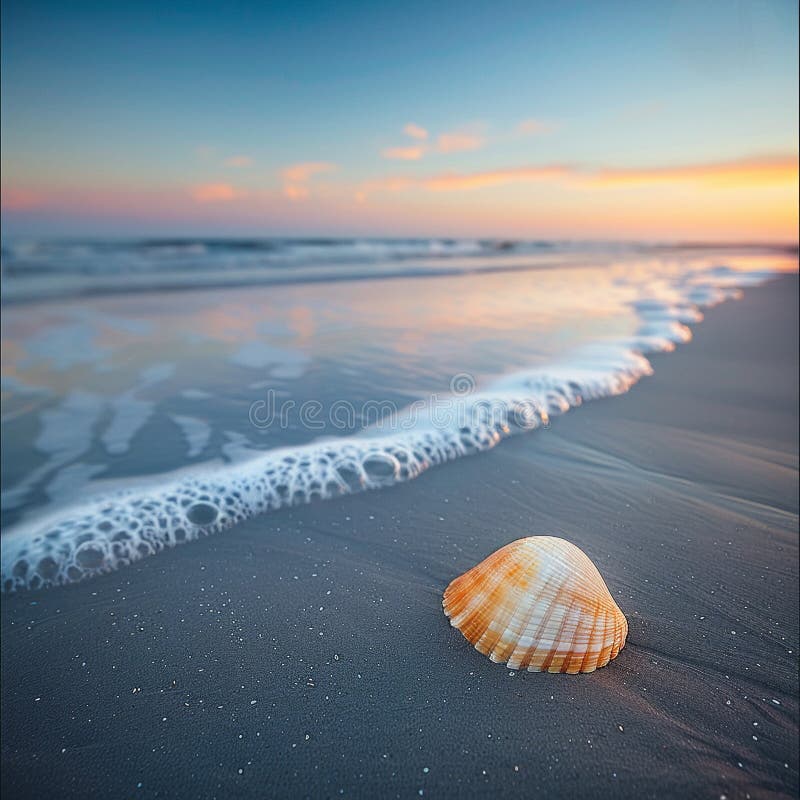 A Lone Shell Stands Out on the Sandy Coast of Myrtle Beach, Greeting ...