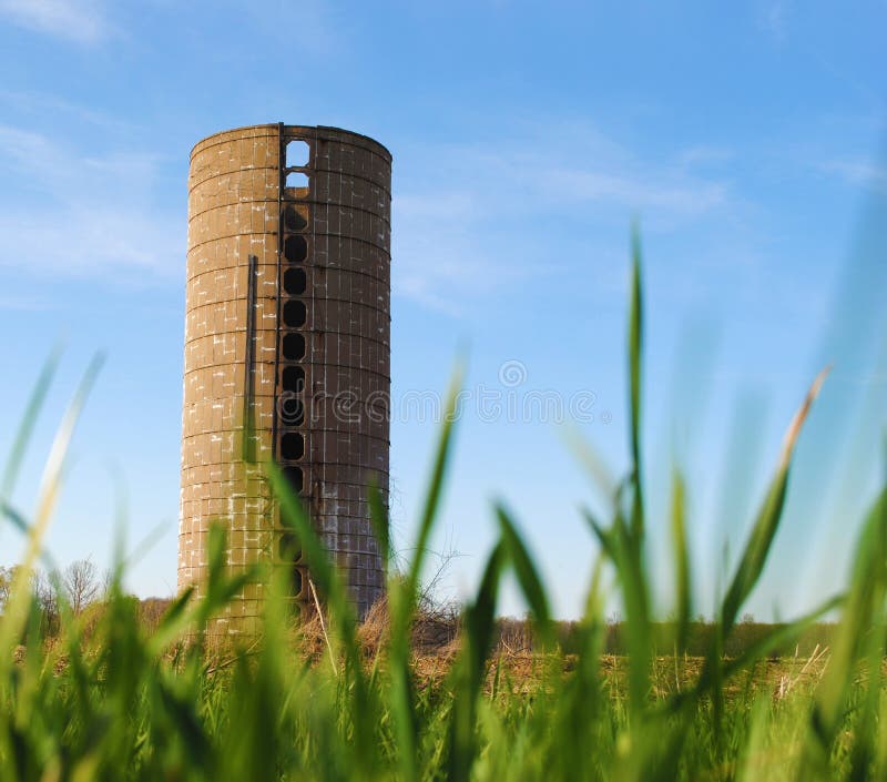 Two Brick Silos stock image. Image of field, ranch, rural - 11197813