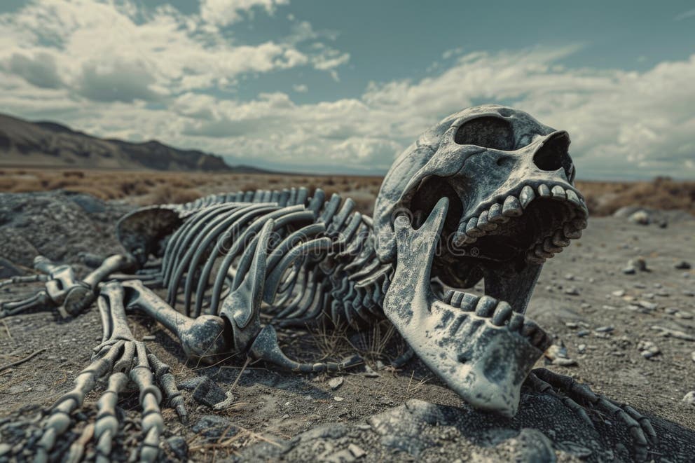 A Lone Skeleton in the Middle of the Desert Stock Image - Image of dead ...