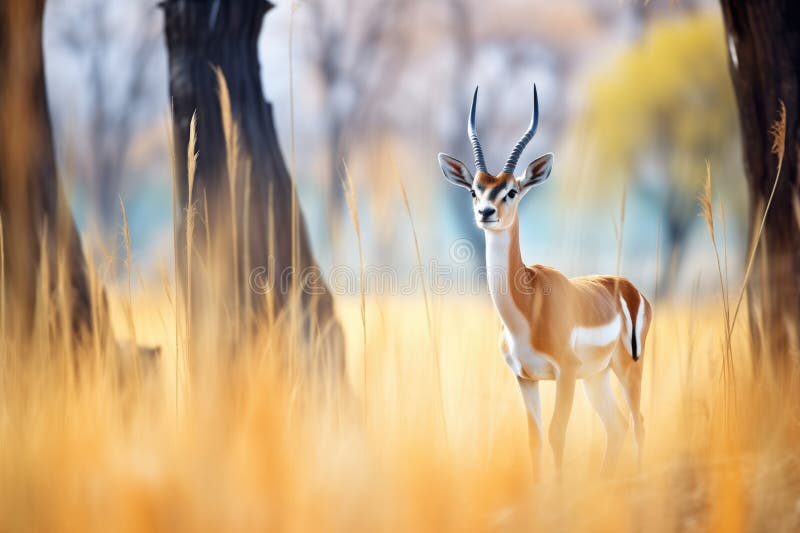 Springbok on Alert in the Namibian Savanna Stock Image - Image of ...