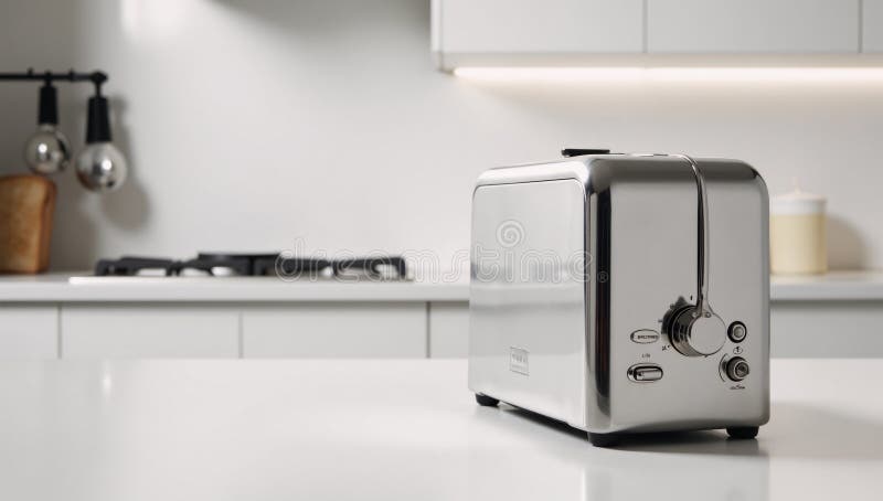 A Lone Toaster Sits Atop a Kitchen Countertop Amidst Neutral Tones ...