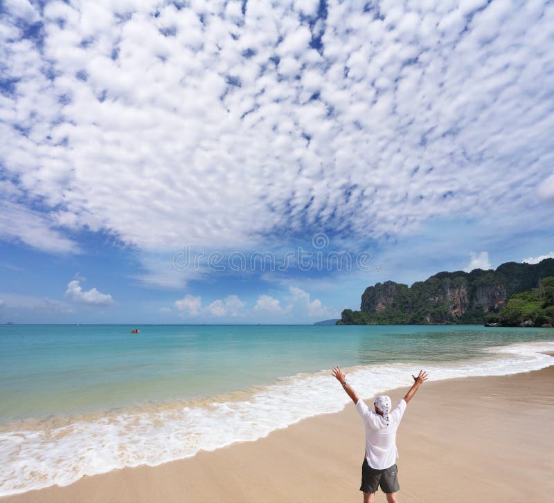 A Lone Tourist Welcomes the New Day Stock Image - Image of outdoors ...