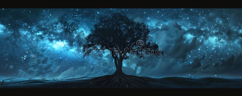 Lone Tree in Desolate Industrial Wasteland Under Stormy Sky ...