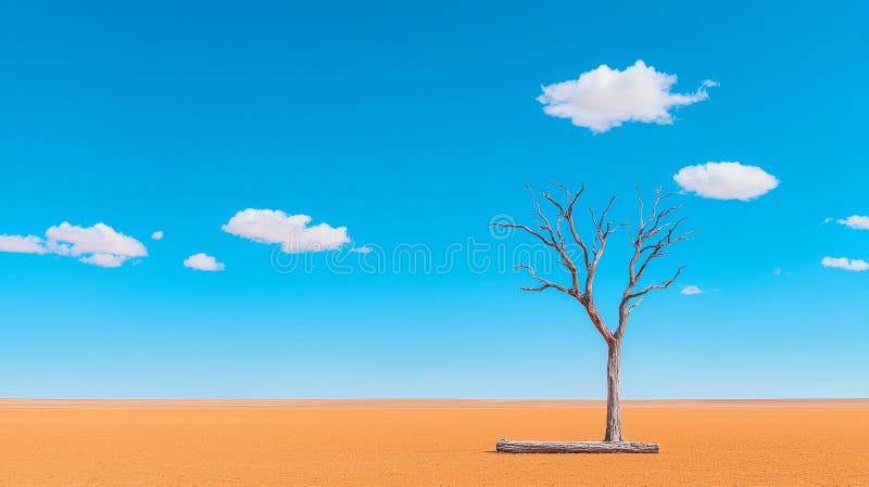 A Lone Tree in an Arid Grassland. Arid Environment, Climate Change ...