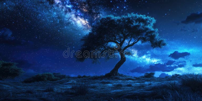 Lone Tree Field Night stock image. Image of isolation - 388984361