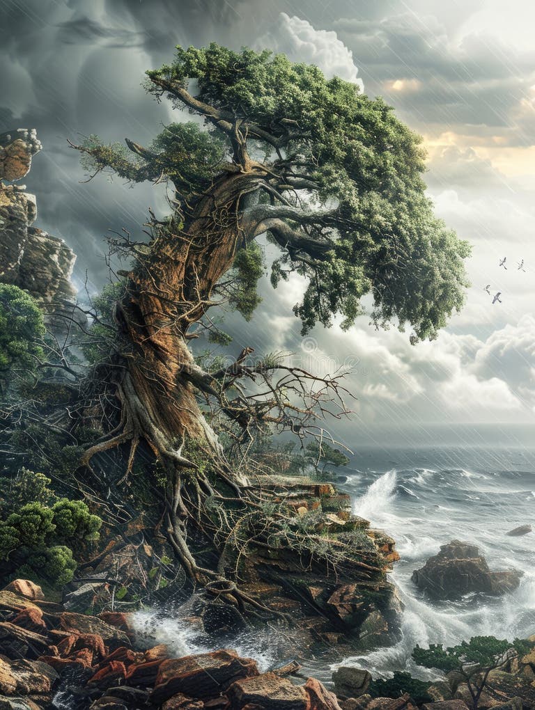 Tree Growing Cliff Stock Illustrations – 160 Tree Growing Cliff Stock ...