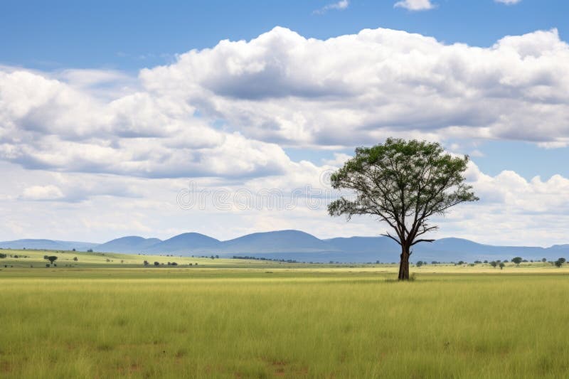 A Lone Tree in an Open Field Stock Photo - Image of tranquility ...