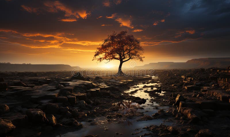 Lone Tree in Rocky Field stock photo. Image of lone - 343466192