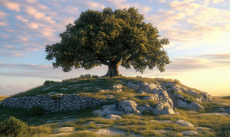 Lone Tree Rocky Hilltop Sunset Stock Photos - Free & Royalty-Free Stock ...