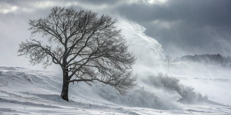 Tree in Snow Blizzard stock illustration. Illustration of snowstorm ...