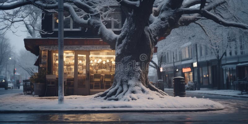 A Lone Tree Standing in the Snow, Perfect for Winter-themed Designs ...