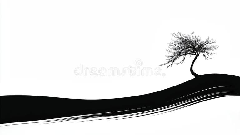 Blowing Wind Tree Black White Stock Illustrations – 242 Blowing Wind ...