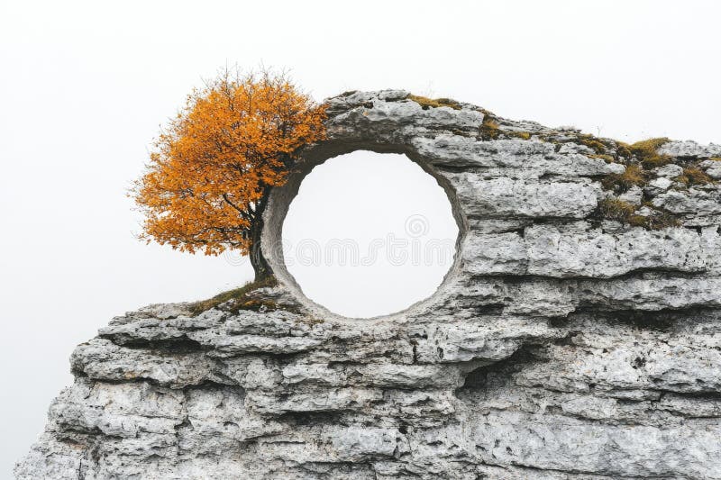 A Lone Tree Stands Atop a Rocky Outcropping, Surrounded by Vast Open ...