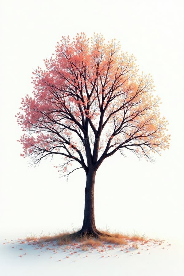 Lone Tree, Stark Branches Against Bright White , Serene, Simple Stock ...