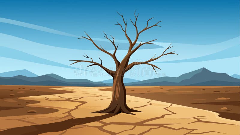 A Lone Withered Tree Stands in the Middle of the Dry Riverbed Its ...