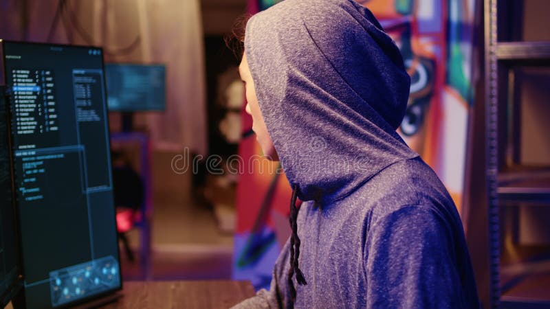 Lone Wolf Hacker Hiding Online Activity Stock Footage - Video of ...