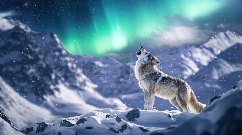 Arctic Wolf Howls Aurora Borealis Stock Photos - Free & Royalty-Free ...