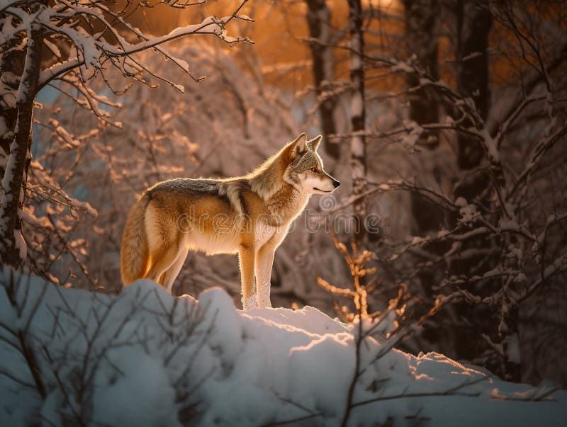 A Lone Wolf Standing on Top of a Mountain. Generative AI Image. Stock ...