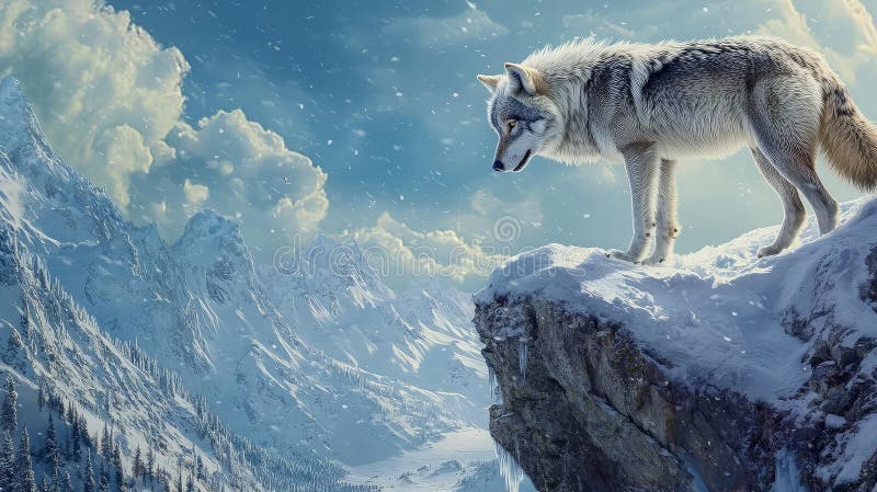 Lone Wolf Sunrise Mountain Cliff Stock Photos - Free & Royalty-Free ...