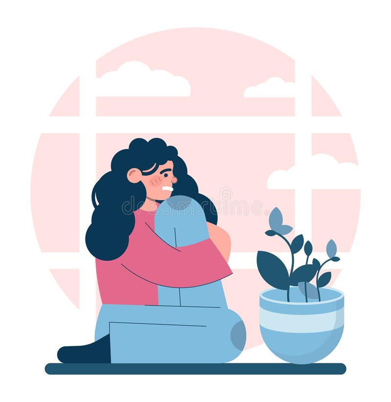 Loneliness Concept. Unhappy Person Left Alone Stock Vector ...