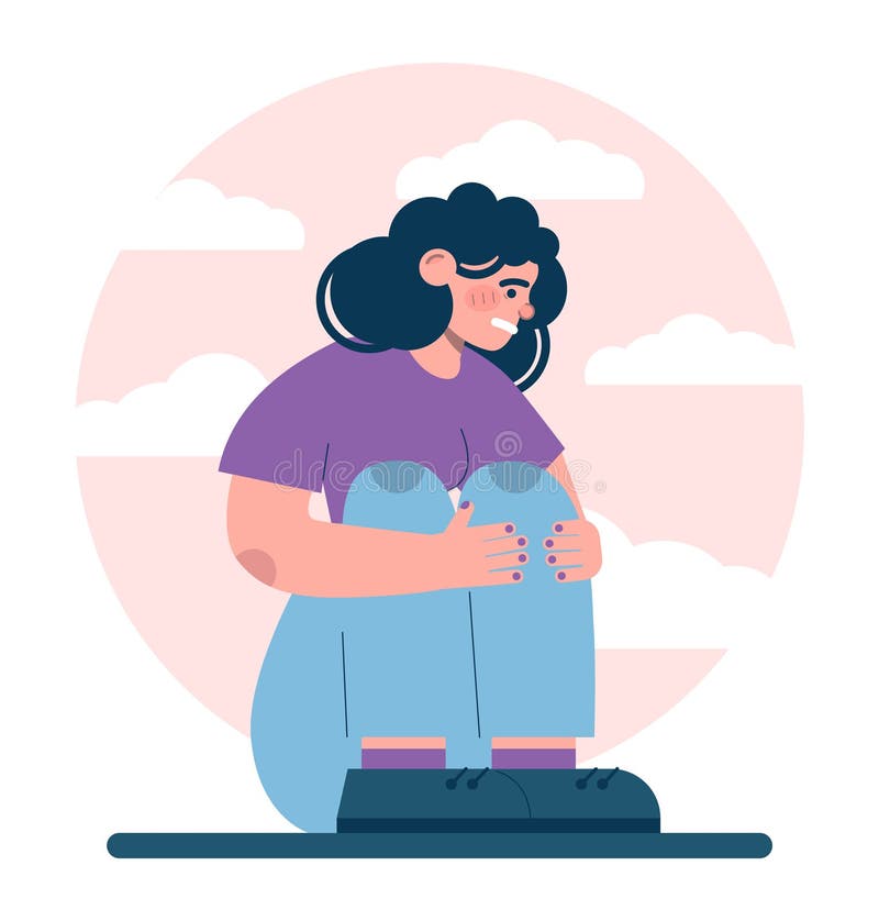 Loneliness Concept. Lonely Character with Depression and Sadness Stock ...